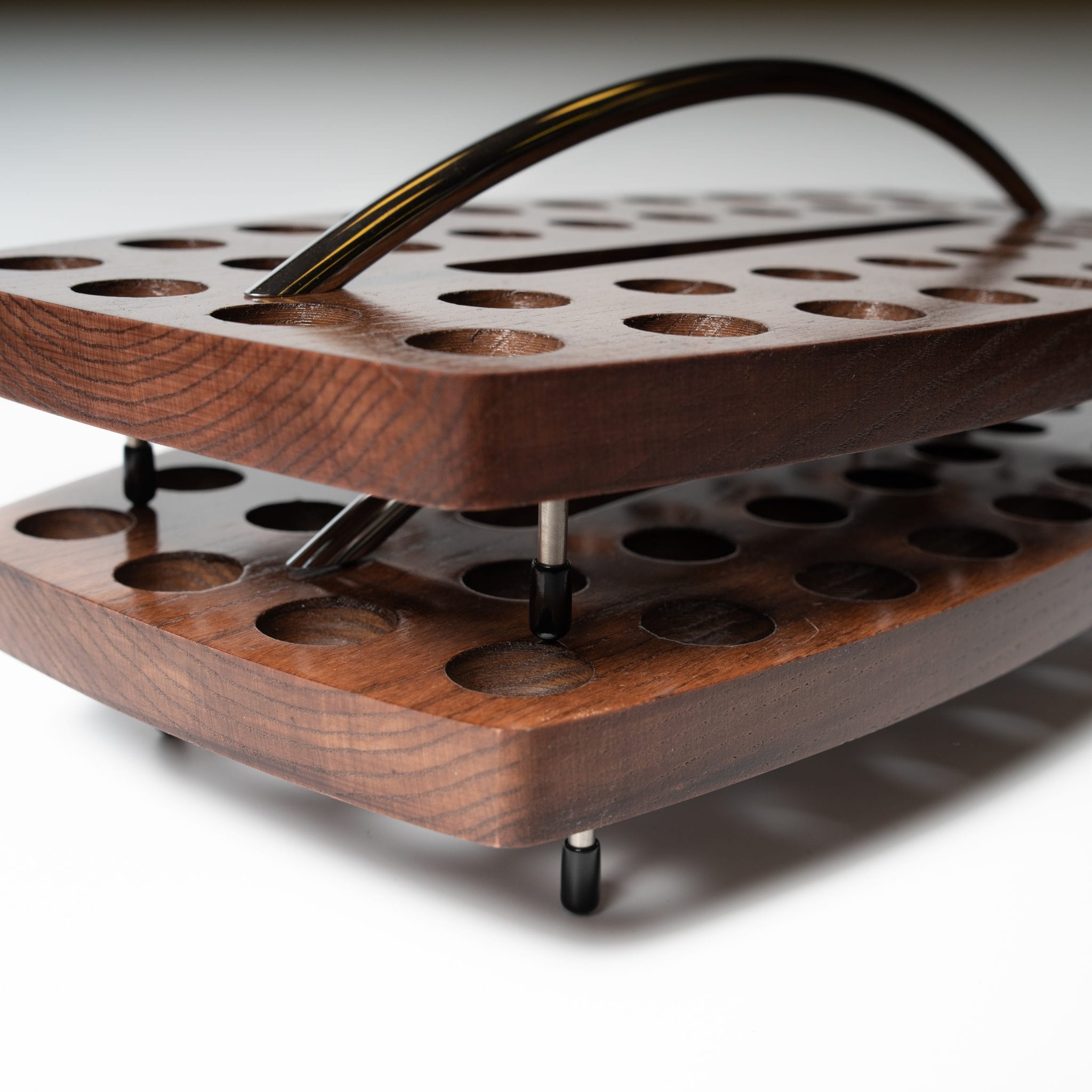 Walnut Stained Curved Stacking Communion Tray | Grace Church Supplies