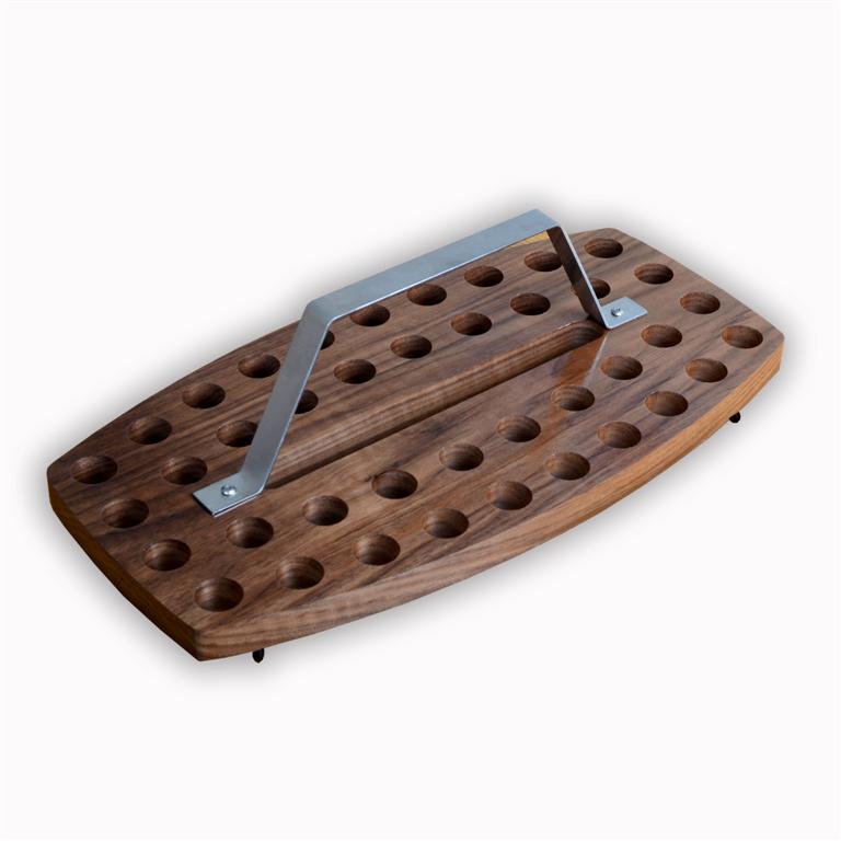 Walnut Stained Curved Stacking Communion Tray | Grace Church Supplies